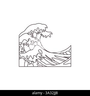 great wave sea ocean emoji symbol sign icon vector illustration Stock ...