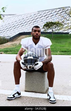 Fitness equipment on a stone background. Top view flat lay with copy ...