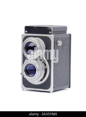 Old Twin Lens Reflex Cameras Isolated On White Background Stock Photo ...