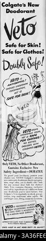 1940s USA Veto Deodorants Magazine Advert Stock Photo - Alamy