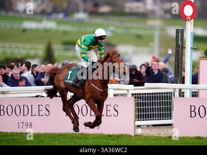 Mark Walsh after winning the Paddy Power Irish Gold Cup Chase with Fact ...