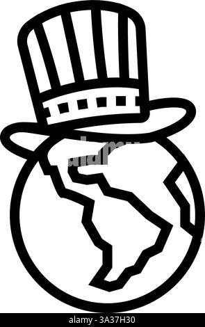 uncle sam hat globe line icon vector illustration Stock Vector Image ...
