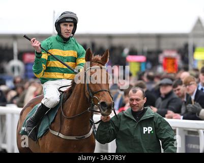 Mark Walsh after winning the Paddy Power Irish Gold Cup Chase with Fact ...