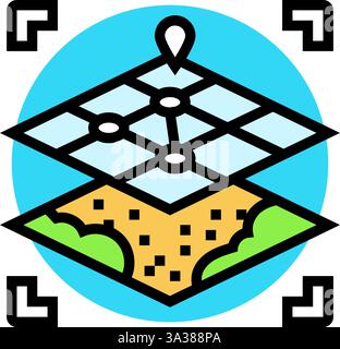 digital map overlay augmented reality glyph icon vector illustration ...