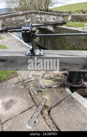 Operating mechanism on the large wooden beams at Carpenters Lock near ...