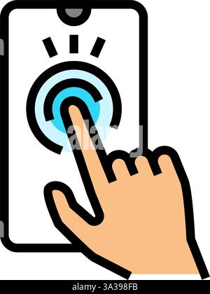 touchscreen hand interaction augmented reality color icon vector illustration Stock Vector Image ...