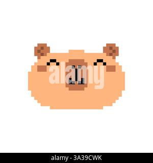 Capybara pixel art. 8 bit Capybara face Stock Vector Image & Art - Alamy
