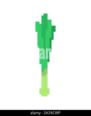 Leek pixel art. 8 bit Fresh vegetable herbaceous plant in cartoon style ...