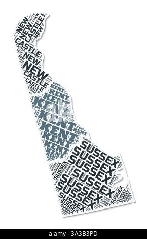 Delaware Text Style Counties. State region names word clouds in the ...