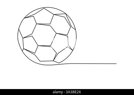Football one line drawing of minimalist vector icon with black and ...