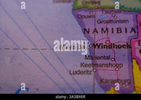 Windhoek On The World Map-Geo Political Map Stock Photo - Alamy