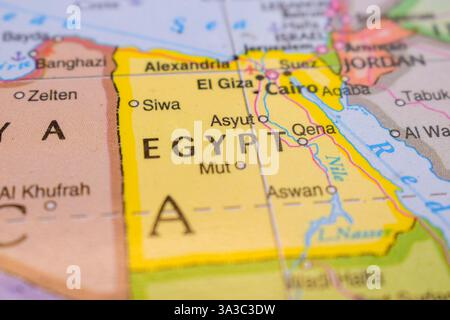 Egypt On The World Map-Geo Political Map Stock Photo - Alamy