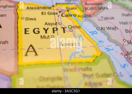 Egypt On The World Map-Geo Political Map Stock Photo - Alamy