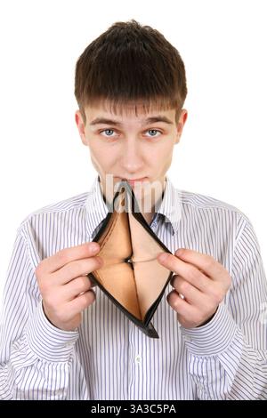 Sad Teenager with Empty Wallet Isolated on the White Background Stock ...