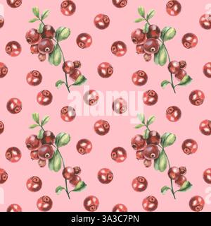 Red cranberries on a green branch with foliage. Wild berries in the ...