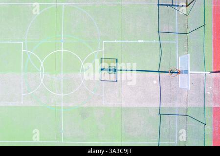 Aerial view of tennis and basketball courts Stock Photo - Alamy