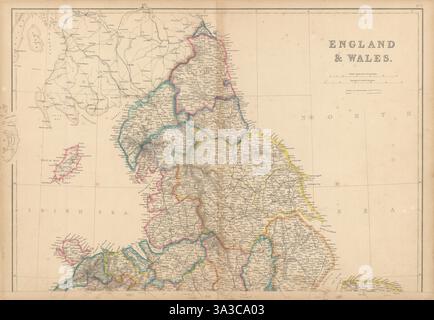 England and Wales (North Part) by Edward Weller 1860 old antique map ...