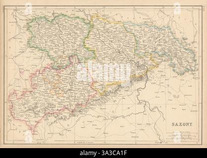 Saxony province. Sachsen Liepzig Dresden Bautzen Zwickau. WELLER 1860 ...