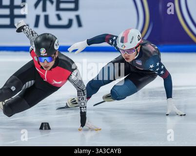 United State's Brandon Kim competes in the 500m Men Repechage semifinal ...