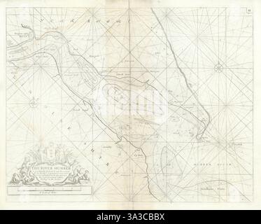 'The River Humber' estuary sea chart. Hull, Grimsby & Barton. COLLINS ...