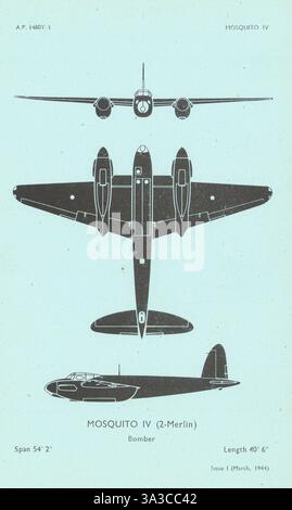 De Havilland Mosquito IV Bomber. Air Ministry aircraft recognition ...
