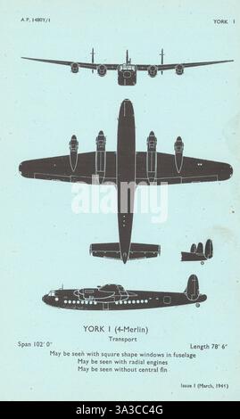 Avro York I Transport. Air Ministry aircraft recognition photos 1944 ...