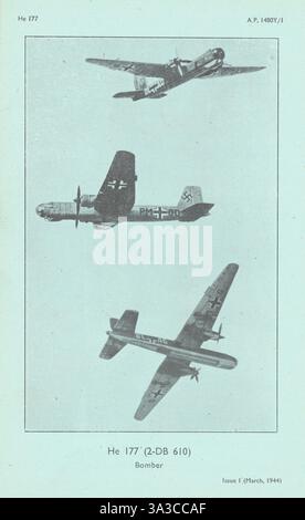 Heinkel He 177 Bomber. Air Ministry aircraft recognition profile 1944 ...