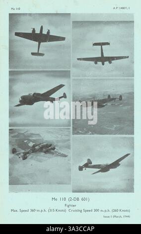 Messerschmitt Me 110 Fighter Bomber. Aircraft recognition profile 1944 ...