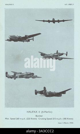 Handley Page Halifax I, II & V Bomber. Aircraft recognition profile ...