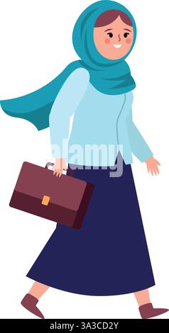 Hijab Student Muslim Walking Stock Vector Image & Art - Alamy