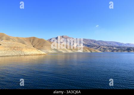 the Dokan Dukan Lake with beautiful mountains around in northern Iraq ...