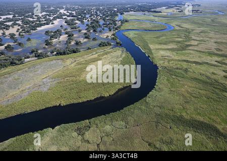Okawango Delta pan style, meandering courses of the Okawango River ...