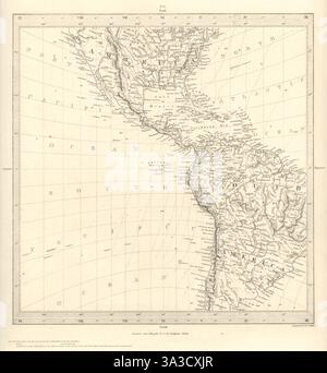 AMERICAS. Gnomonic Projection. Shows Texas as part of Mexico. SDUK 1844 ...