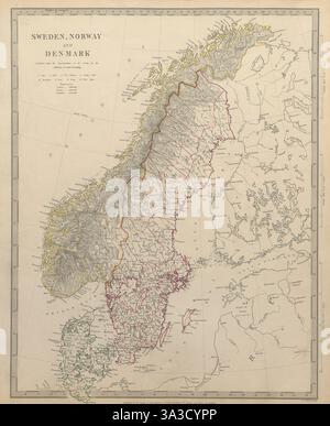 SCANDINAVIA. Sweden, Norway, and Denmark. Population table. SDUK 1844 ...