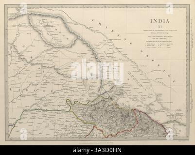 INDIA PAKISTAN. Punjab Garhwal Lahore Sirhind Kashmir China. SDUK 1844 ...