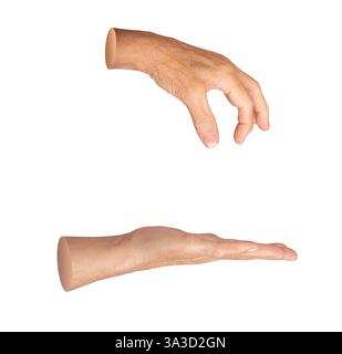 Senior hand grasping invisible object. Wrinkled fingers in holding ...