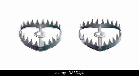 Two metal bear traps displaying sharp teeth for holding large animals ...