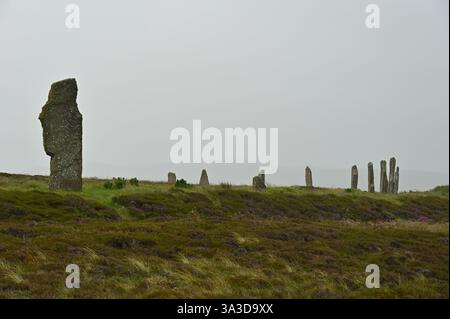 Standing stones forming part of Ring of Brodgar neolithic stone circle ...