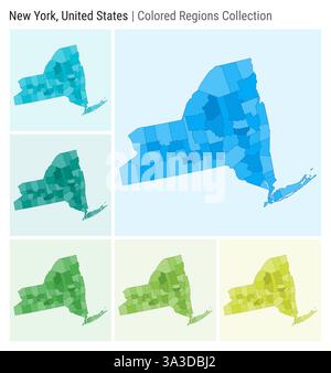 New York state map with counties borders and colored congressional ...