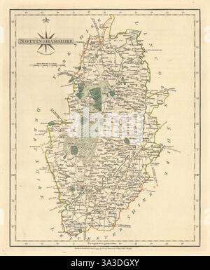 Antique county map of NOTTINGHAMSHIRE by JOHN CARY. Original outline ...