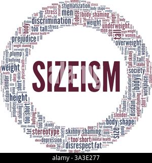 Sizeism vector illustration word cloud isolated on a white background ...