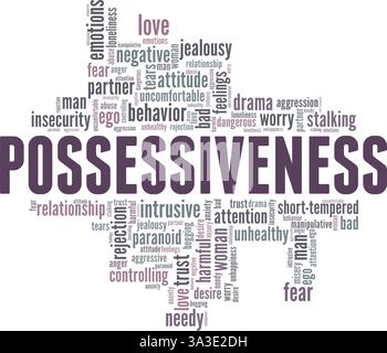 Possessiveness vector illustration word cloud isolated on a white ...