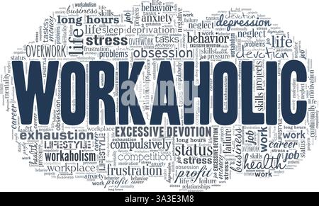 Workaholic vector illustration word cloud isolated on a white ...