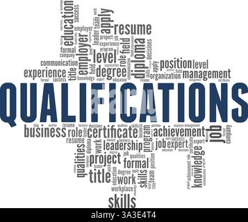 Qualifications vector illustration word cloud isolated on white ...