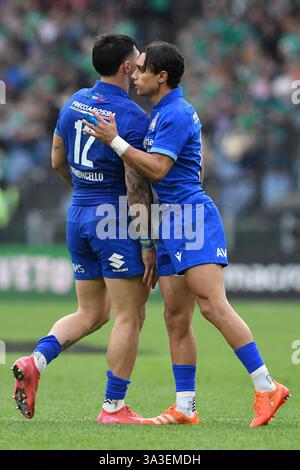 (L-R) Ange Capuozzo and Tommaso Menoncello of Italy celebrate score ...