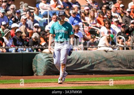 Seattle Mariners' Dominic Canzone takes batting practice prior to Game ...