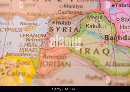 Syria On The World Map Colorful Geo Political World Map Stock Photo - Alamy