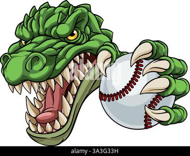 Crocodile Dinosaur Alligator Baseball Sport Mascot Stock Vector Image ...