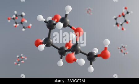 3d rendering of molecular structure of Allulose, also known as D ...