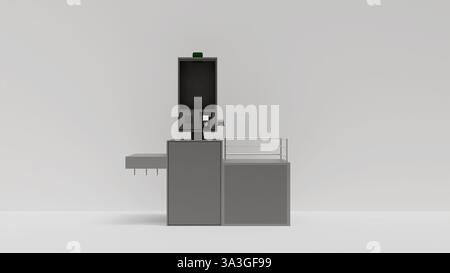3D model of self-service checkout on a white background, supermarket ...
